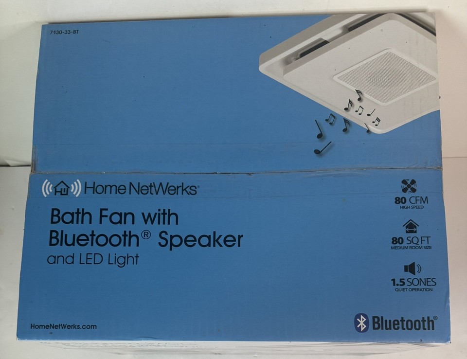 Homewerks Bath Fan with Bluetooth Speaker & LED Light - White (7130-33 ...