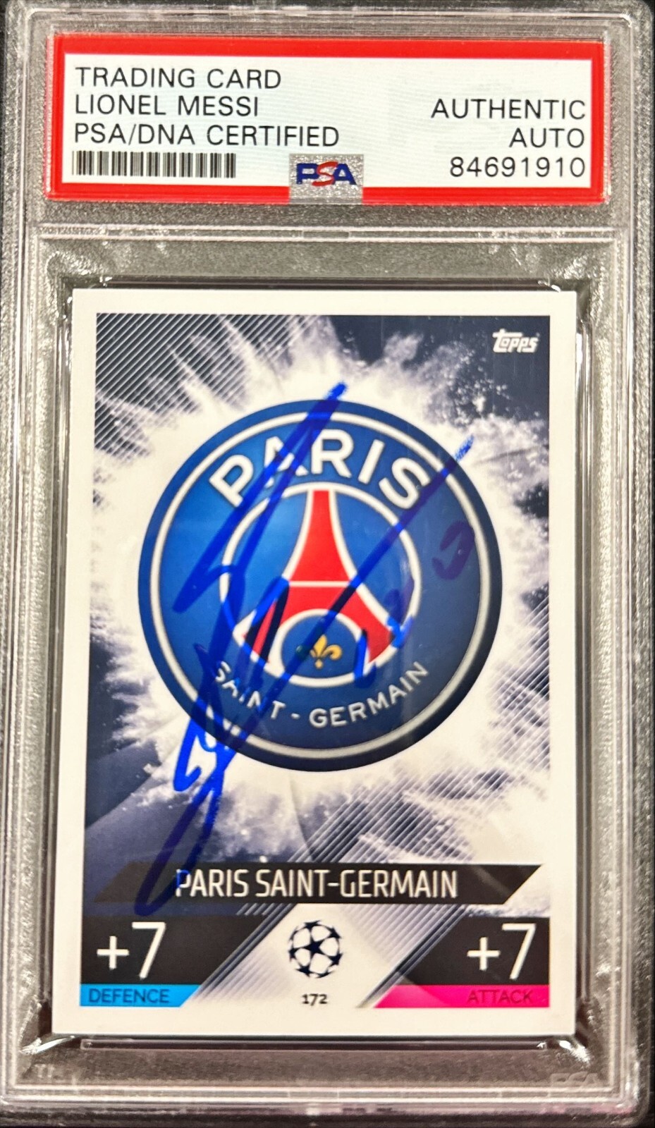 LIONEL MESSI - TOPPS MATCH ATTAX TRADING CARD PSA/DNA AUTHENTIC AUTO ...