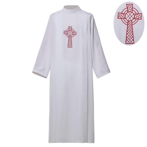 Church Priest Holy Alb Clergy Mass Liturgical Alb WITH Red Cross ...