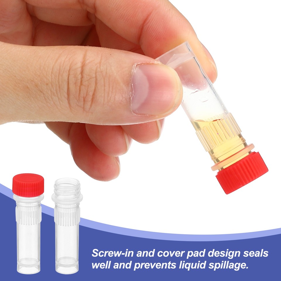 200Pcs 1ml Plastic Self Standing Cryogenic Vial Screw Top Frozen Test ...