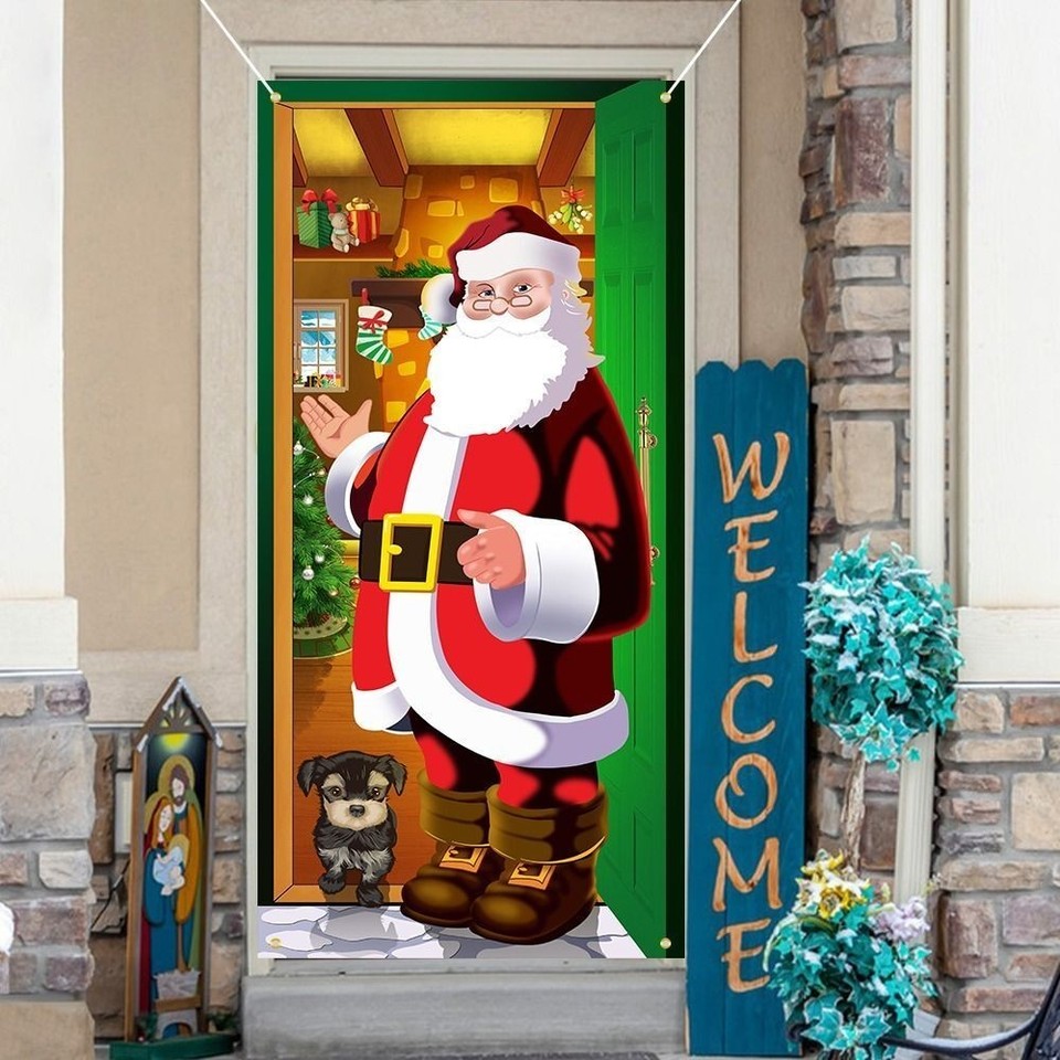Door Hanging Christmas Door Cover Background Fabric Flag Door Banner ...