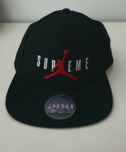 FW15 Supreme X Jordan Noir 6-Panel Casquette Jumpman Chapeau Rare | eBay
