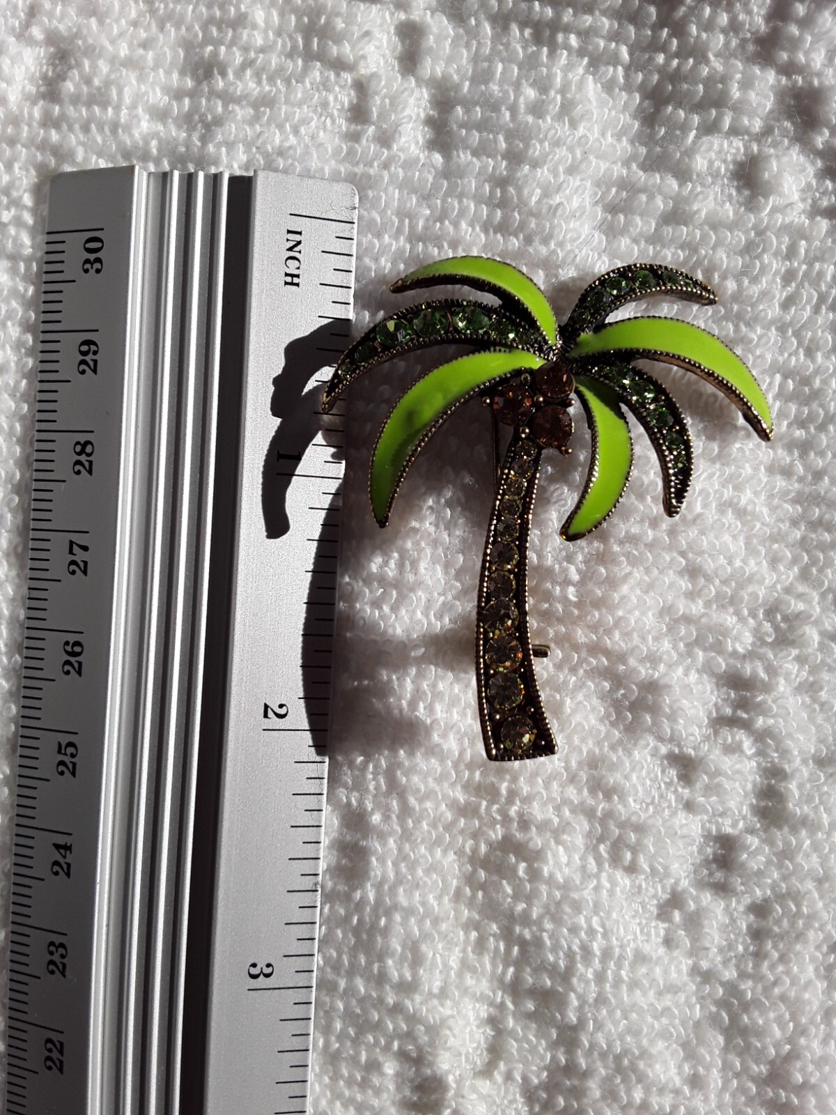 Vintage Palm Tree Brooch Green Pink Clear Crystal | eBay