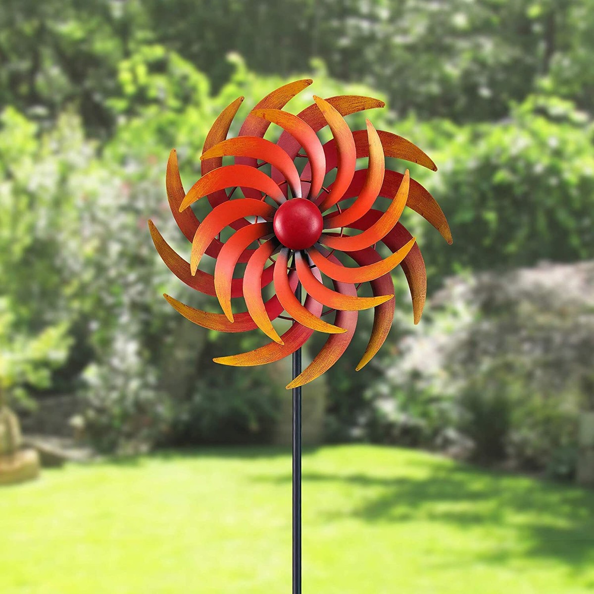Kinetic Pinwheel Metal Garden Sculpture