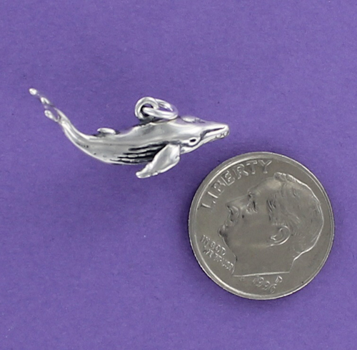 Blue Whale Charm - 925 Sterling Silver Large Ocean Mammal Beach Shamu ...