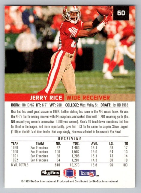 1993 Skybox Premium - #60 Jerry Rice for sale online | eBay