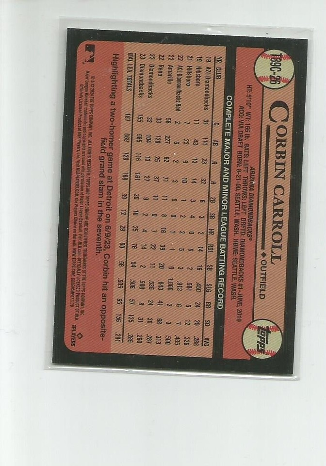 2024 Topps '89 Topps Silver Pack Chrome #T89C26 Corbin Carroll | eBay