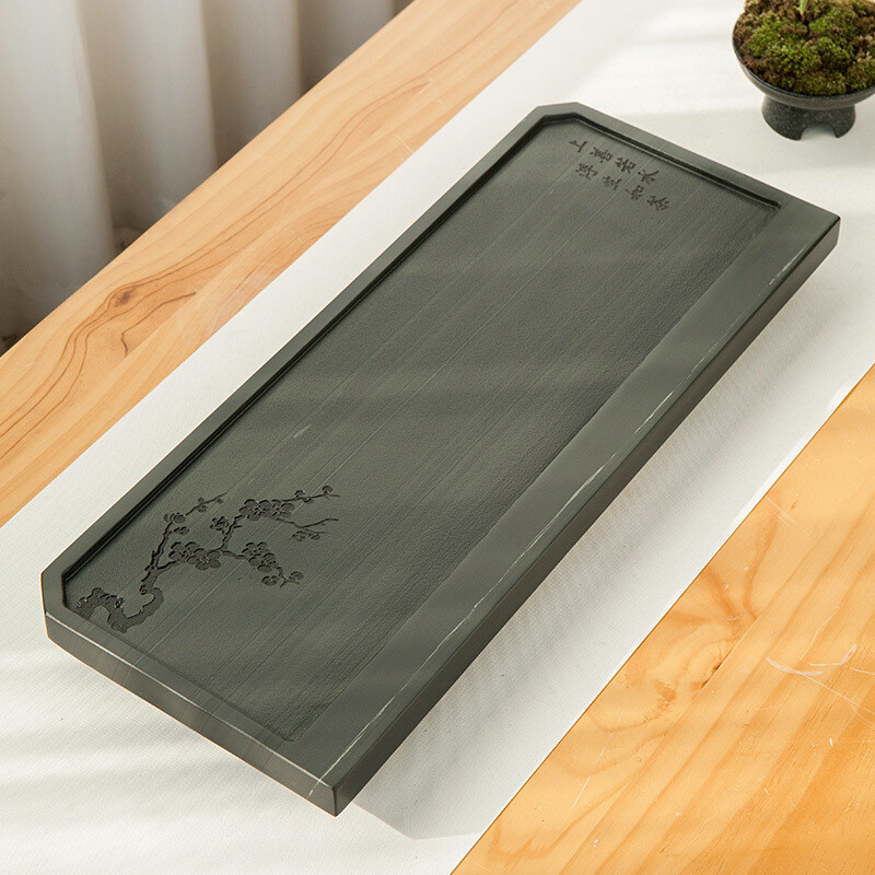 Stone Tea Tray Water Draining Serving Tray For Tea Set Carved Table ...