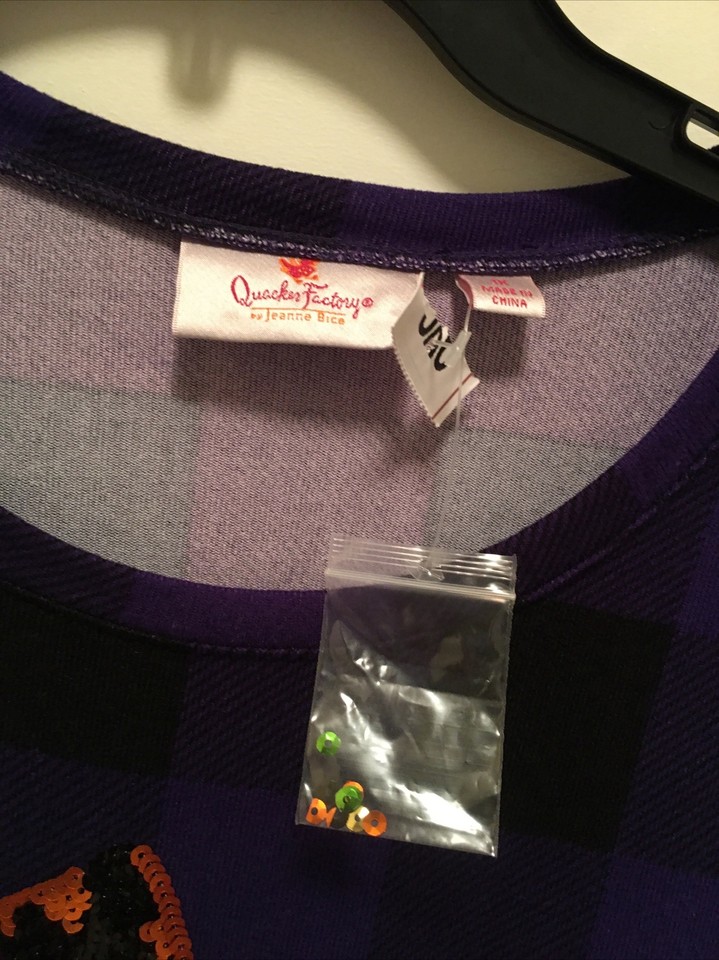 Quacker Factory Women's Top Sz 1X Halloween Purple Plaid Cozy Sequin ...