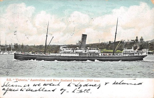 SS VICTORIA IN HARBOR, SERVICE BETWEEN AUSTRALIA & NEW ZEALAND ~ used ...