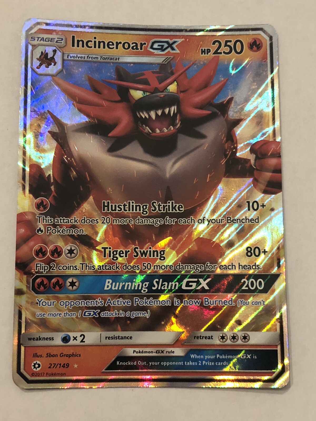 Incineroar GX 27/149 - Pokemon Sun & Moon - Ultra Rare Pokémon Card TCG ...