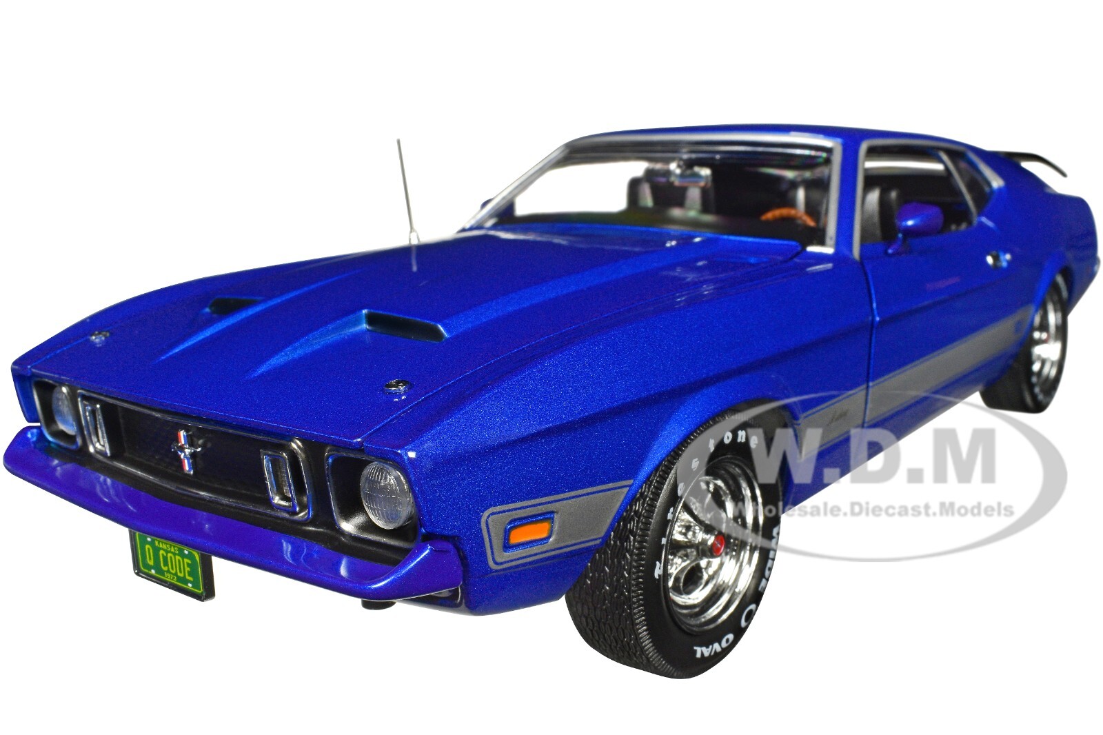 1973 FORD MUSTANG MACH 1 3K BLUE GLOW 1/18 DIECAST MODEL BY AUTO WORLD ...