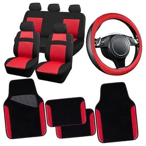 CAR PASS 3D Air Mesh Car Seat Covers Full Sets w/5mm Sponge, 4Pcs Red ...