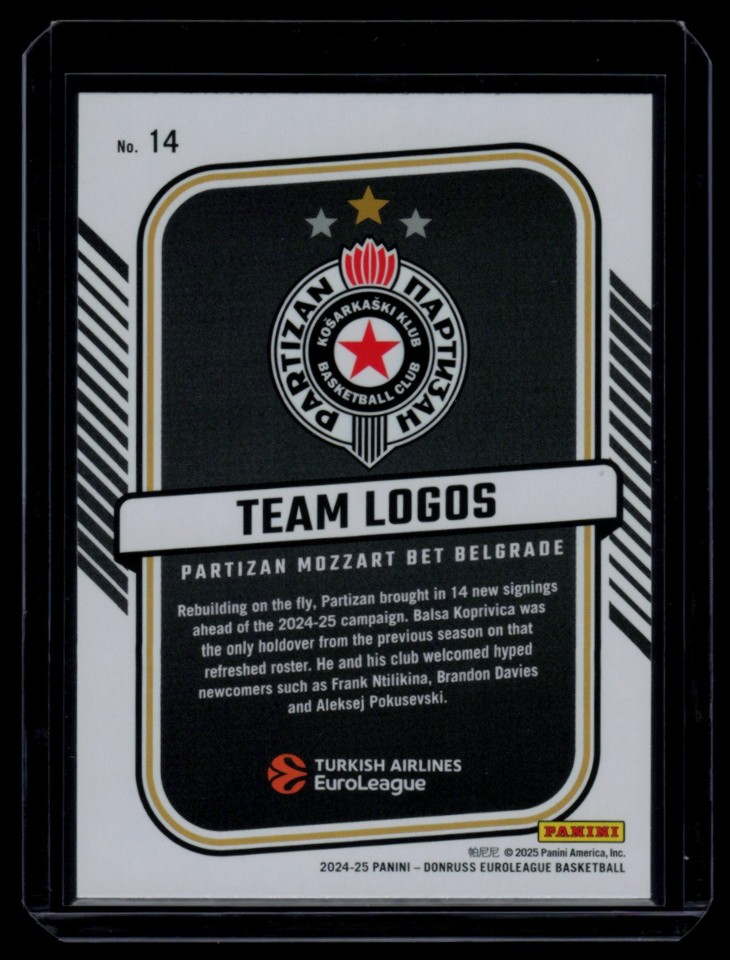 Partizan Mozzart Bet Belgradde 2024-25 EuroLeague Team Logos #14 | eBay