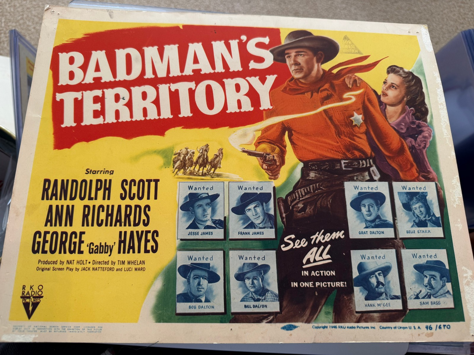 Badman's Territory 1946 RKO 11x14" western title lobby card Randolph ...