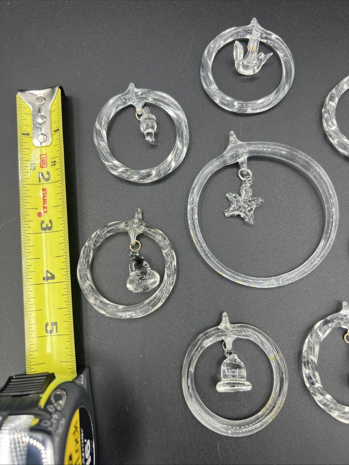 Vintage Hand Made Glass Christmas Ornaments Round Hanging Bell Lot Of 8 ...