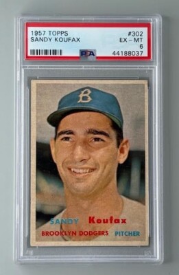 Sandy Koufax 1957 Topps #302 PSA 6 Ex-Mint Nice! Compare Centering ...