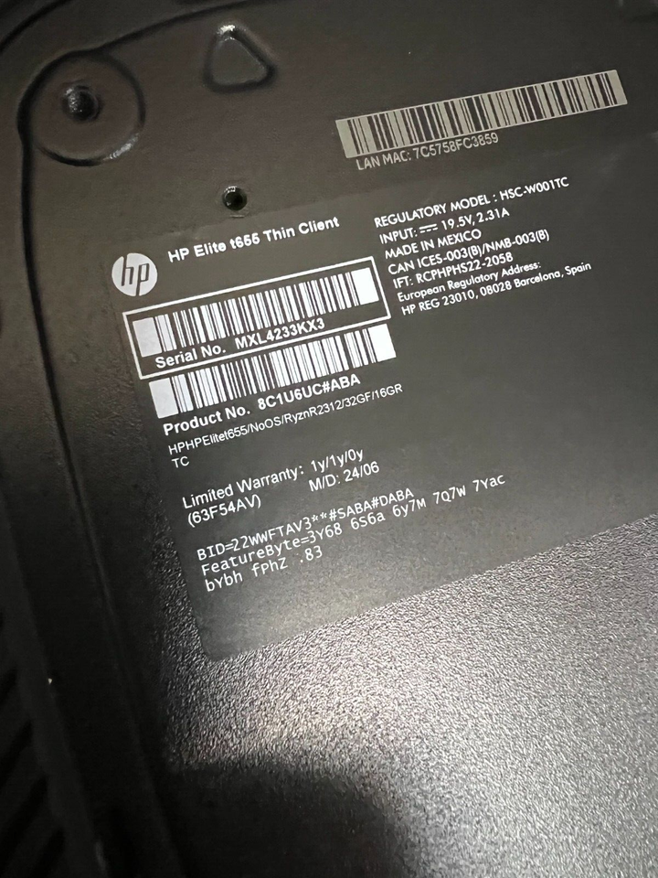 HP Elite T655 Thin Client AMD Ryzen R2314 16GB RAM w/Adapter No HDD No ...