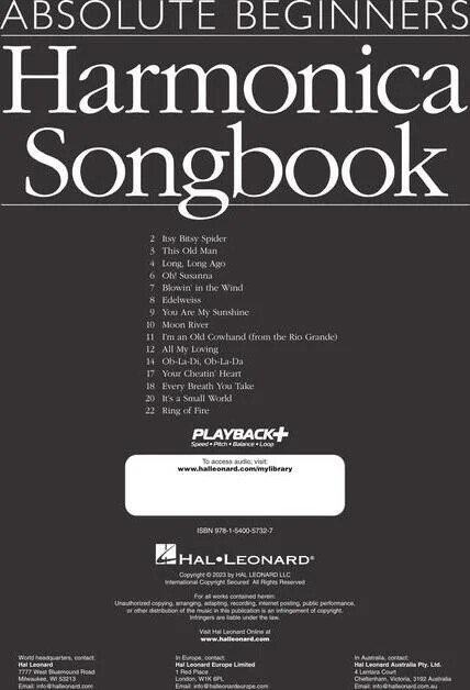 Absolute Beginners Harmonica Songbook - A Companion to the Best-Selling Absol... | eBay