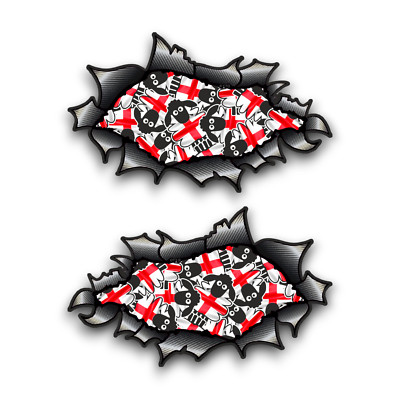 2x Small England Flag Sheep Sticker Bomb Ripped Carbon Oval Vinyl ...
