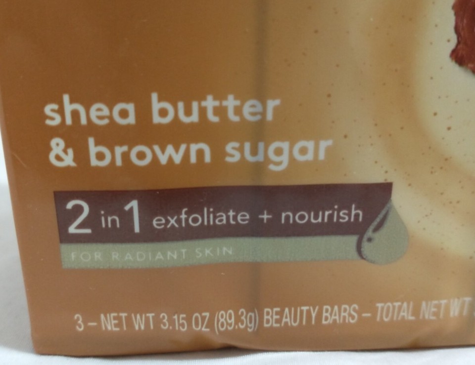 3 Pack Caress Shea Butter & Brown Sugar 2 in 1 Exfoliate & Nourish Bar ...