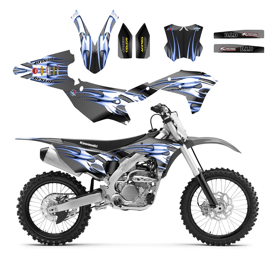 2017 2018 2019 KX250f KXF250 graphics kit for Kawasaki #1500 Blue | eBay