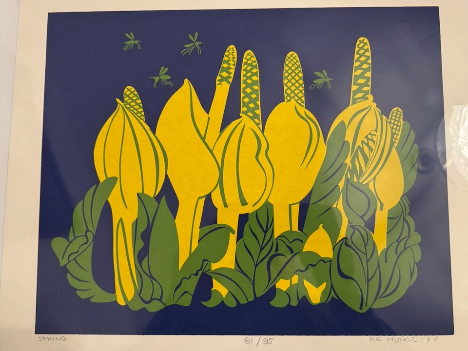 Super Rare 1977 Rie Munoz Print/Serigraph “Spring” Skunk Cabbage Juneau ...