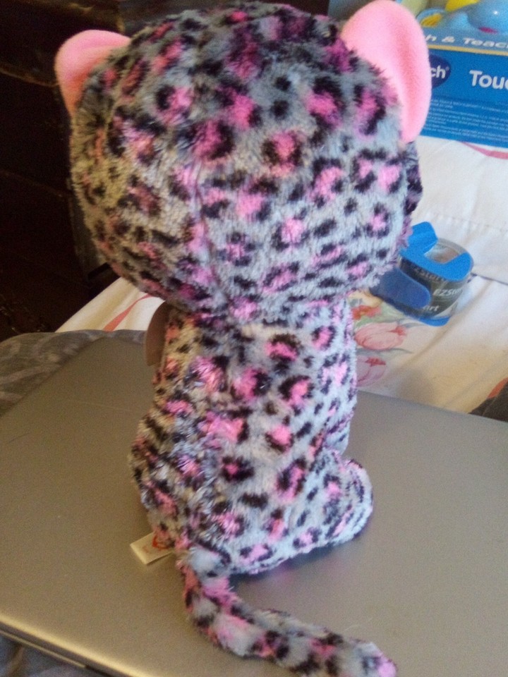 Ty Beanie Boos, Tasha the Leopard Glitter Eyes Gray Pink 9" Stuffed ...