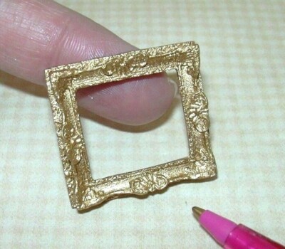 Miniature Fancy SMALL (Almost) Square Gold Frame #4 - DOLLHOUSE ...