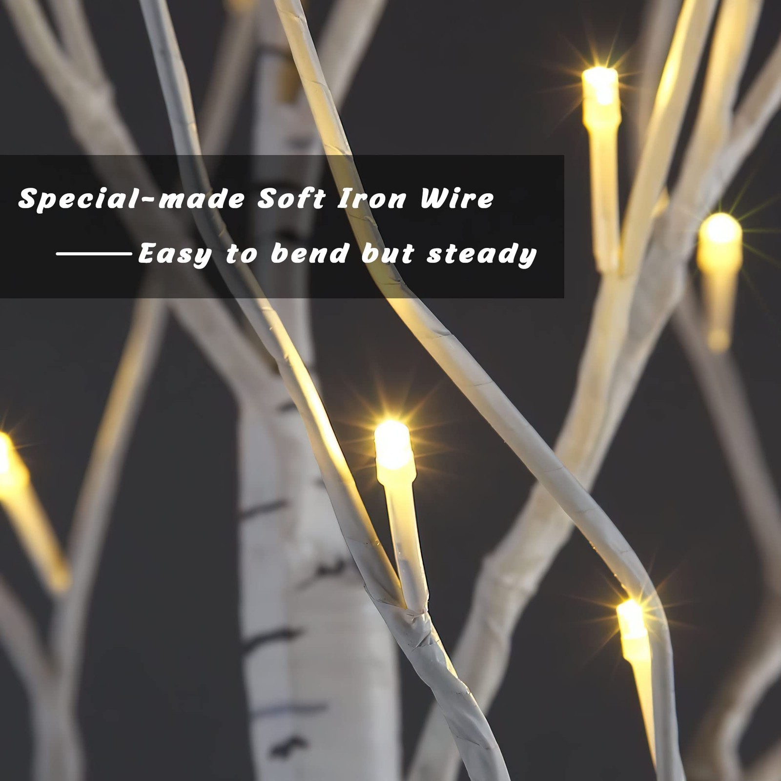 Set of 3 Lighted Birch Tree 4FT 6FT and 8FT LED Artificial Tree for ...