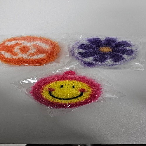 korea 100% Handmade Dish Scrubber (Smile, Flower) Design Dish Scrubbies ...