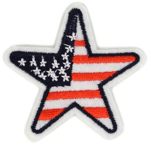 10pc USA AMERICAN FLAG EMBROIDERED PATCH IRON-ON SEW-ON WHITE BORDER ...