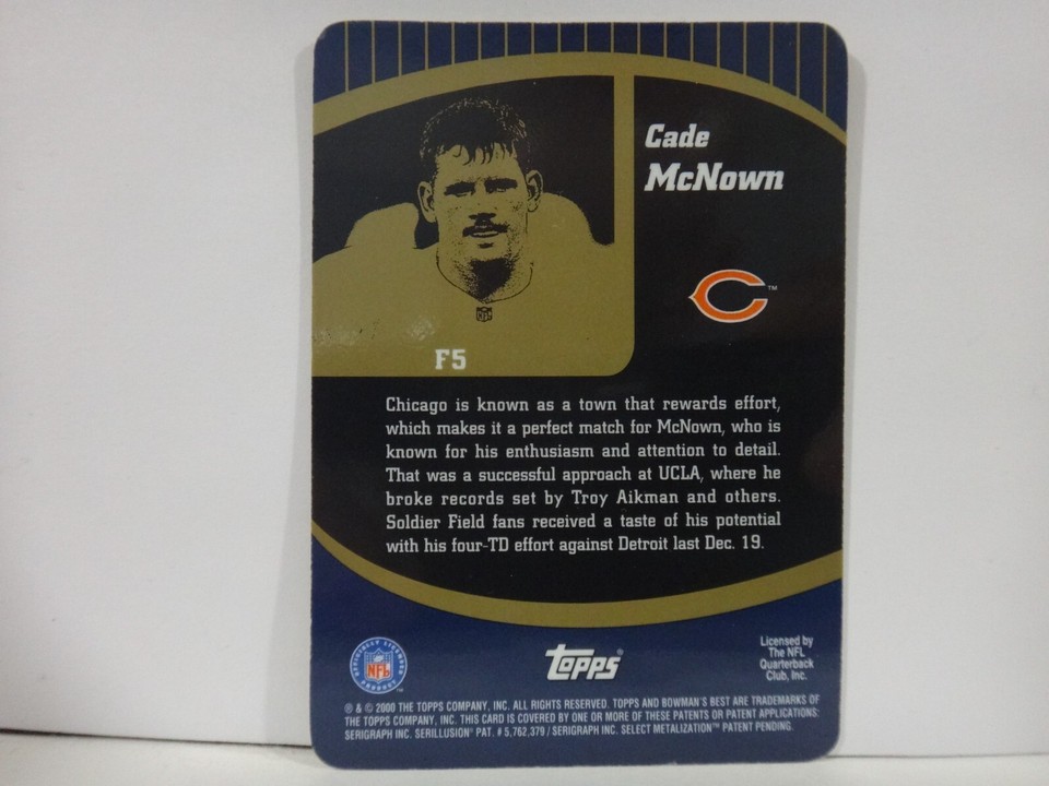 2000 Bowman's Best Franchise 2000 Chicago Bears Football Card #F5 Cade ...
