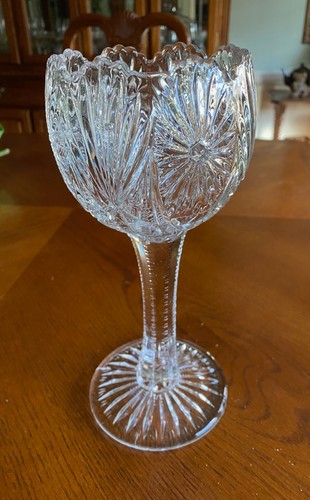 EAPG Daisy & Palm Clear Pressed Pattern Glass Compote Pedestal Bowl 9 ...