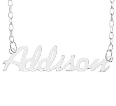 Addison Name Plate Necklace Sterling Silver female Pendent Personalized ...