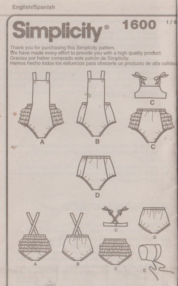 VINTAGE BABY ROMPER, BIKINI, PANTIES & BONNET (Sz XXS - L) Simplicity ...