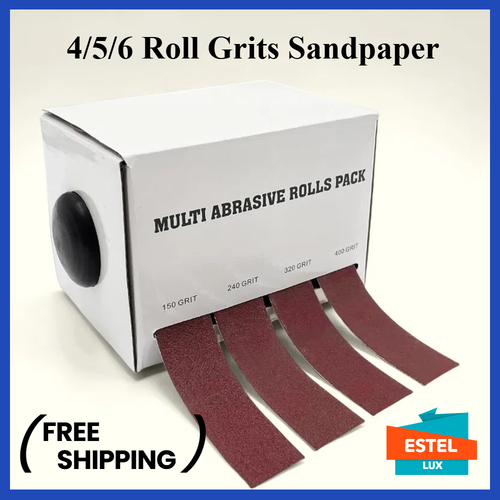 4/5/6 Roll Grits Sandpaper Dry Grinding Emery Sanding Belt Drawable ...