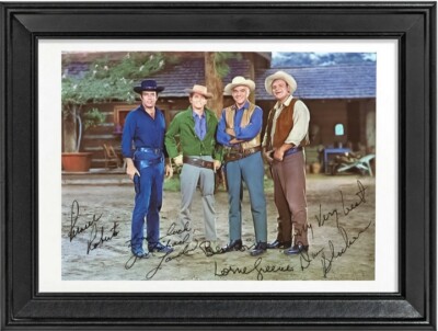 Bonanza Cast Autograph With Picture Frame Lorne Greene Michael A Guy ...