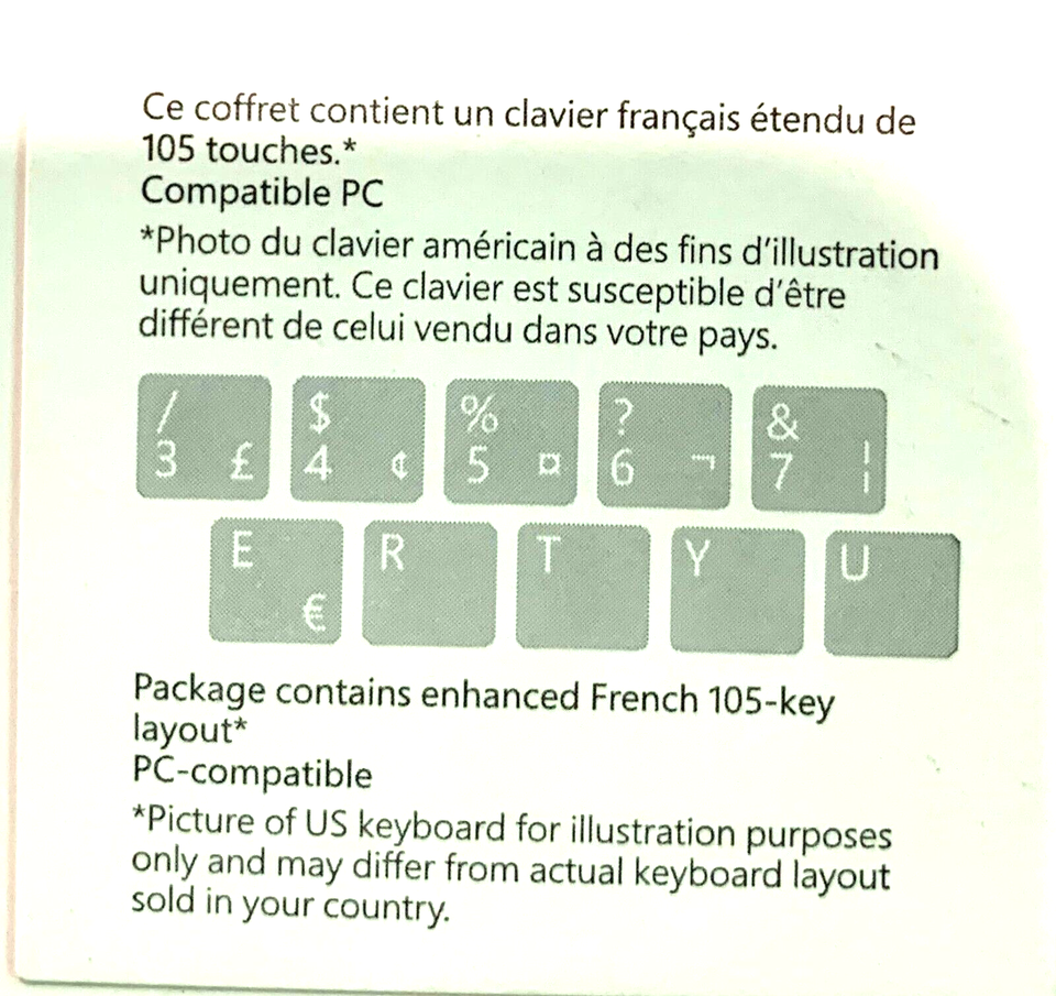 Microsoft Sculpt Comfort French Ergonomic Wireless Keyboard Mouse L3V ...