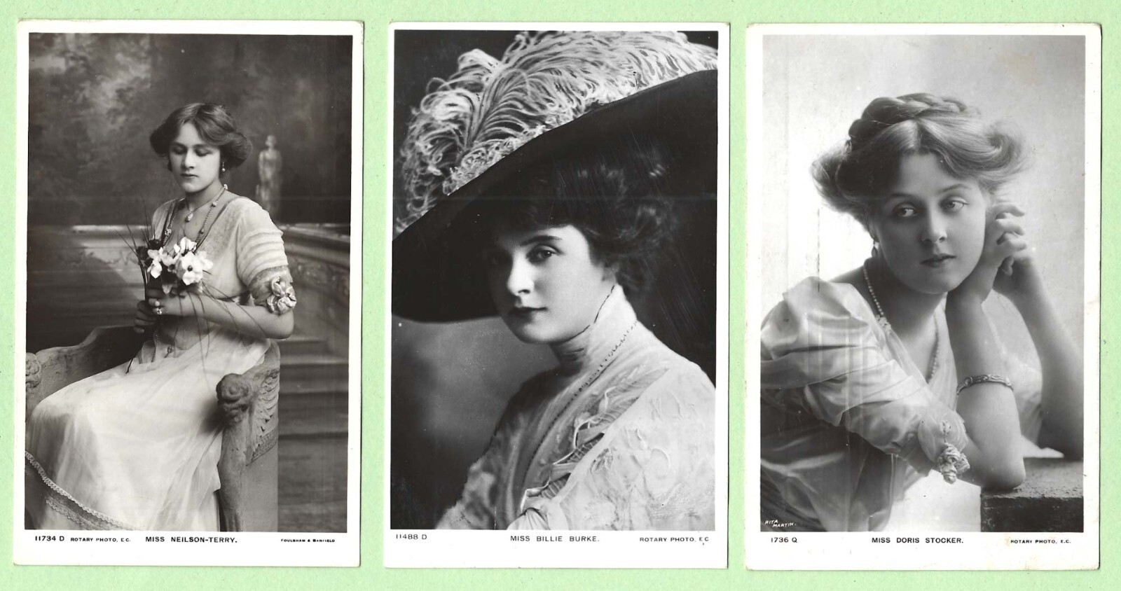 [B301] Edwardian Actress Three Postcards Of Edwardian Actresses | eBay