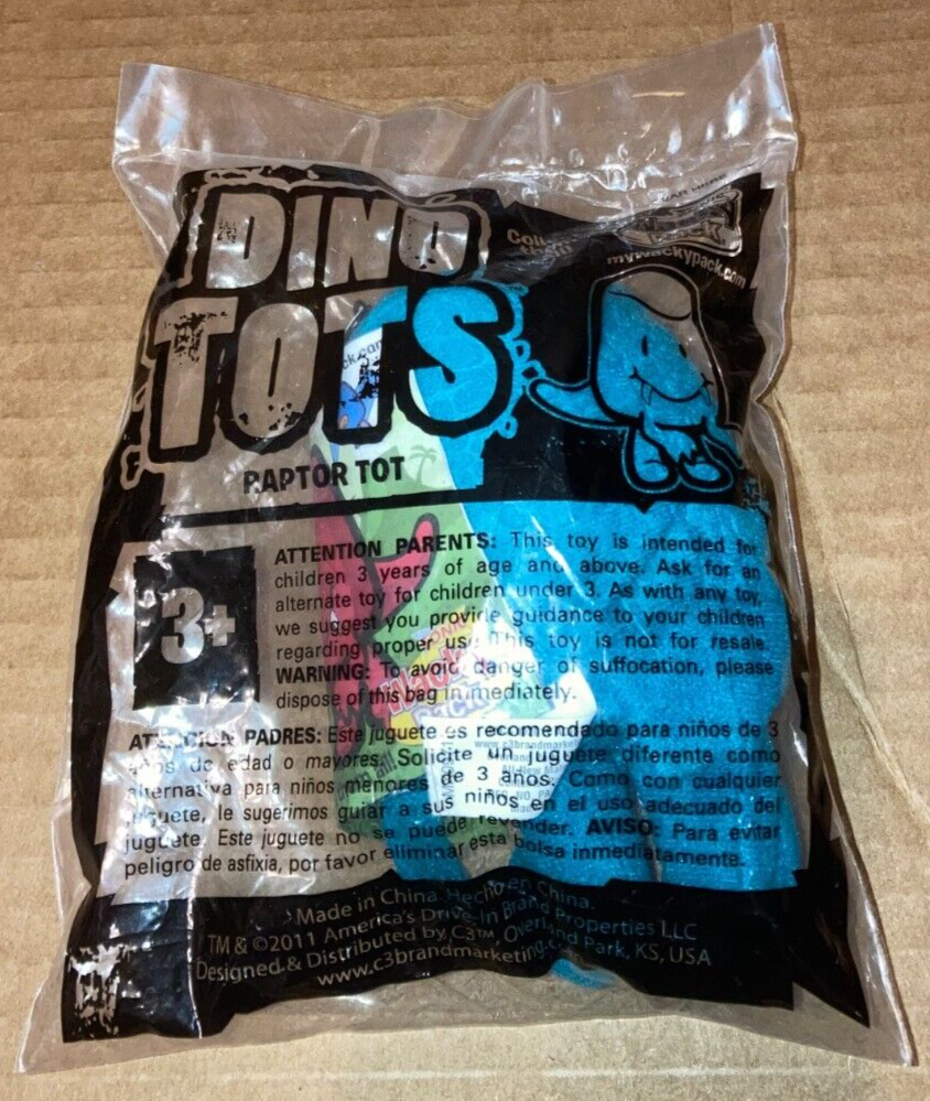 2011 DINO TOTS PLUSH SONIC DRIVE IN KIDS MEAL TOY - BLUE RAPTOR TOT | eBay