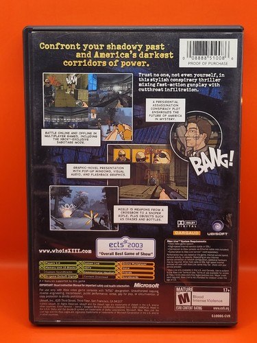 XIII - Thirteen Original 2003 Ubisoft Xbox Video Game Complete with ...