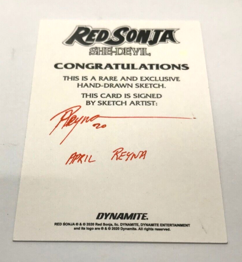 2020 DYNAMITE RED SONJA SHE-DEVIL CARD HAND DRAWN SKETCH CARD BY APRIL ...