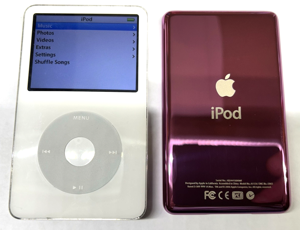 APPLE iPOD CLASSIC 5.5th White 128GB SSD Wolfson DAC Pink Excellent ...