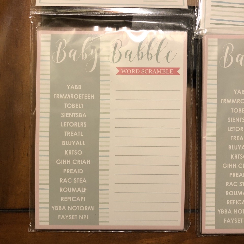 Lot Baby Babble Baby Shower Game Word Scramble 20 Ct(48 Total) | eBay