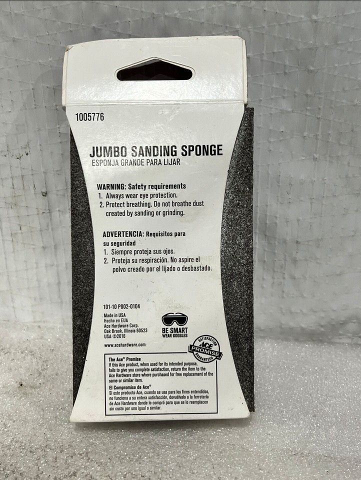 🔥NEW ACE Jumbo Sanding Sponge 1005776, 3"x5"x1" Medium Grit. FREE ...