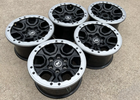 SET OF 5 FORD BRONCO SASQUATCH OEM WHEEL RIM 17” BLACK SILVER BEADLOCK ...