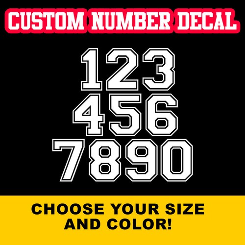 Custom Number Decal Sports Vinyl Sticker Personalized Numbers Helmet ...