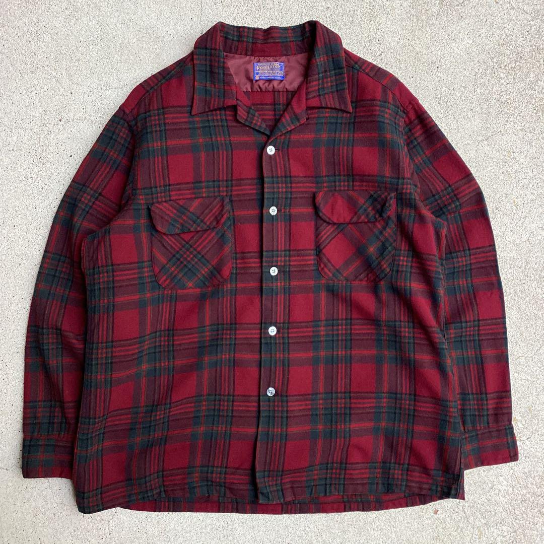 70S Pendleton Wool Open Collar Shirt Board Xl - Gem