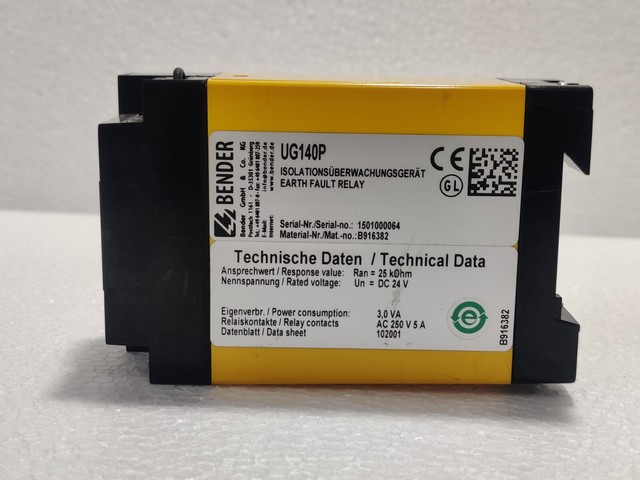 BENDER UG140P EARTH FAULT RELAY B916382 24VDC for sale online | eBay